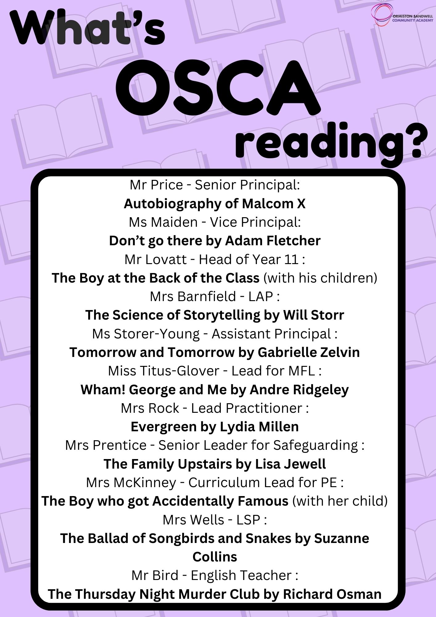 Ormiston Sandwell Community Academy - What's OSCA Reading?